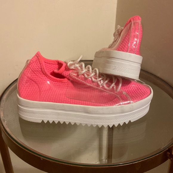 Lucky Step | Shoes | Pink And Clear Plastic Platform Sneakers | Poshmark
